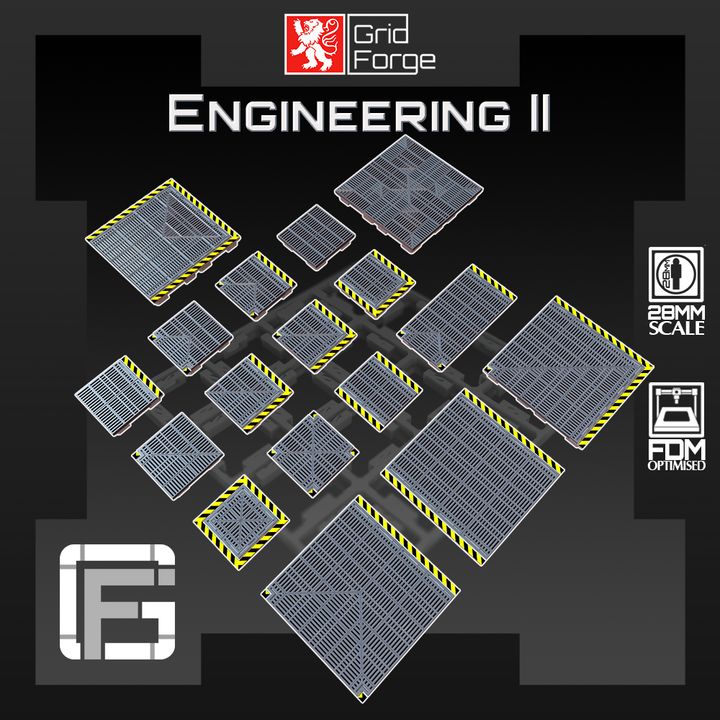 3D Printable GridForge Engineering II Tiles by 2nd Dynasty